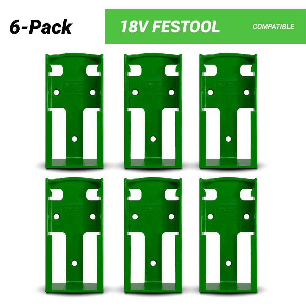 StealthMounts BM-FT18-GRN-6 18V Festool 6-Pack Green Battery Mounts