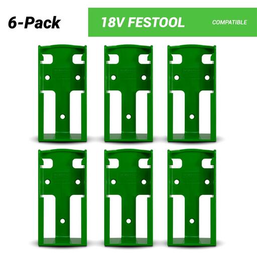 StealthMounts BM-FT18-GRN-6 18V Festool 6-Pack Green Battery Mounts