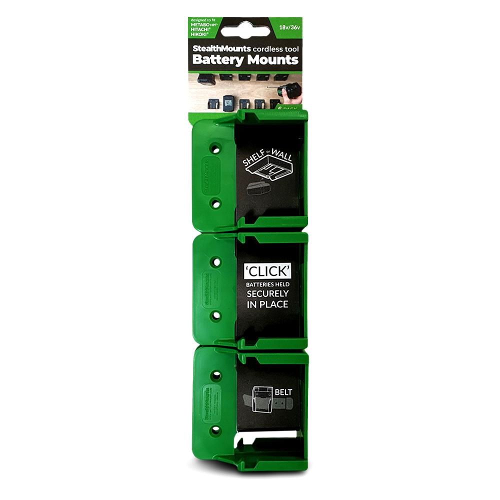 StealthMounts BM-MHH18-GRN-6 HiKOKI 18V & MultiVolt 6-Pack Green ...