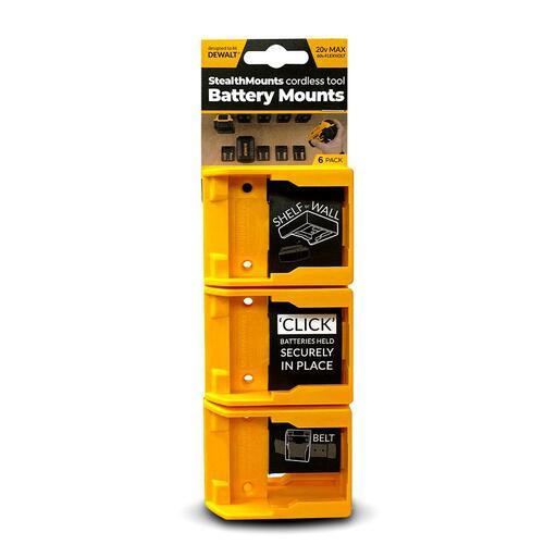 StealthMounts BM-DW20-YLW-6 18V Dewalt XR 6-Pack Yellow Battery Mounts