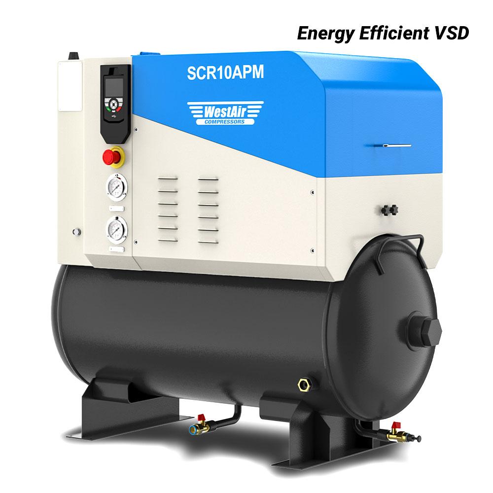 WestAir Compressors SCR10 PM2 7.5kW (10HP) Variable Speed Drive Rotary ...