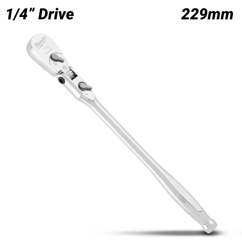 Milwaukee 48229009 229mm (9") 1/4" Drive Flex Head Extended Ratchet