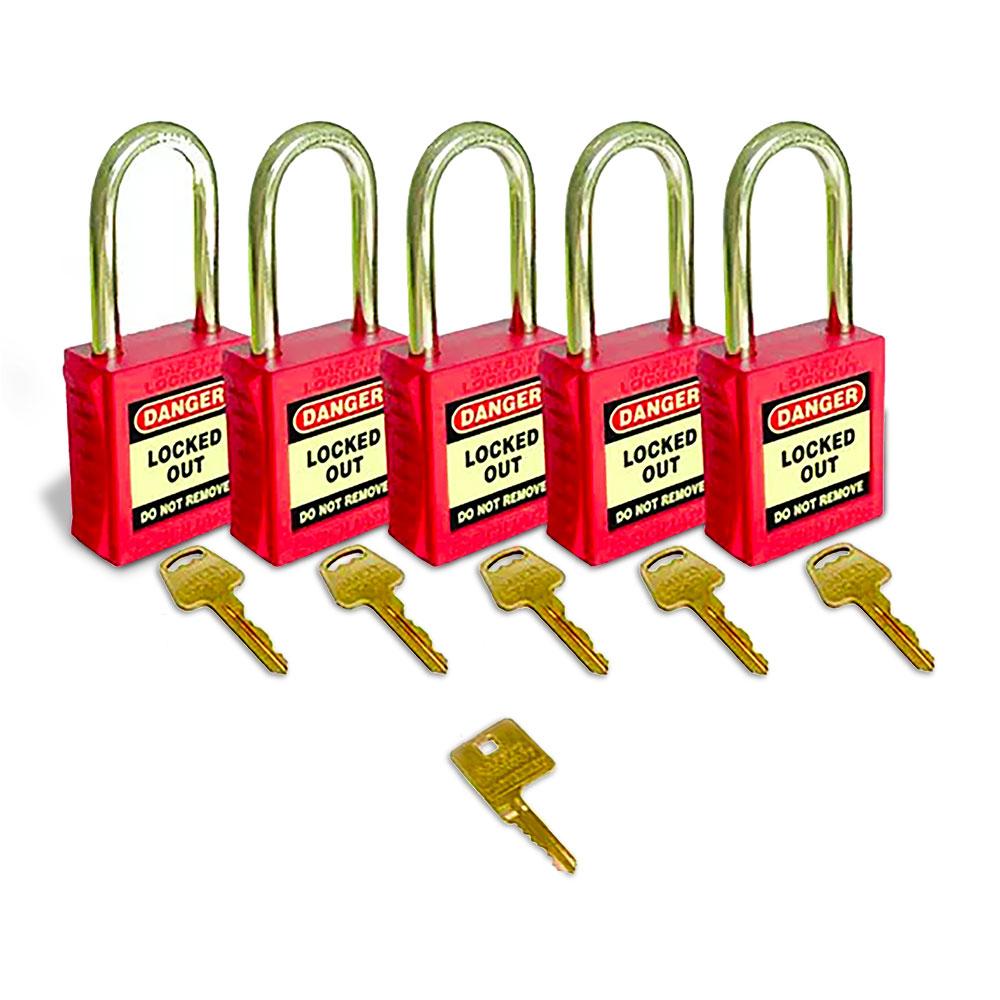 Uniform Safety Signs UL417 5-Pack Premium Red Safety Padlocks With ...