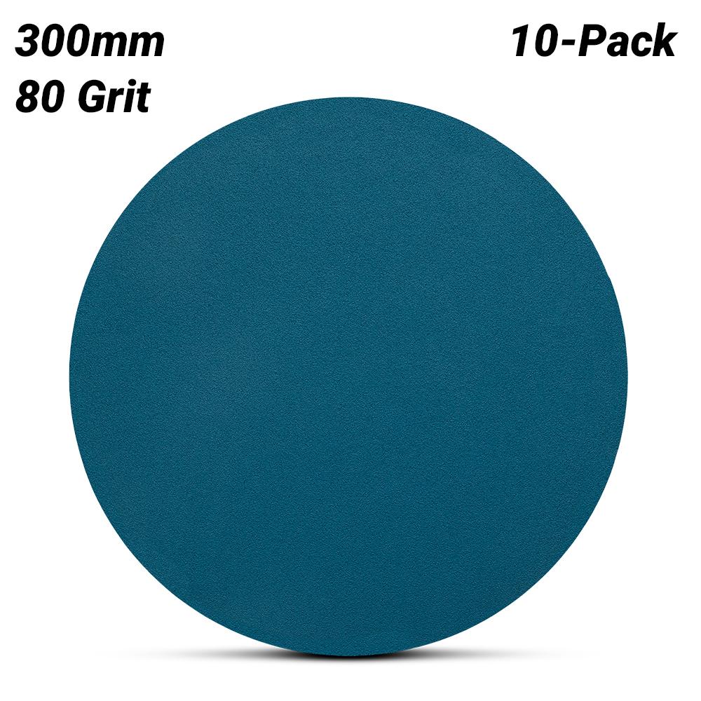 Sia Abrasives F03E02DB8T 10-Pack 300mm (12") P80 Zirconia Alumina Hook & Loop Sanding Disc