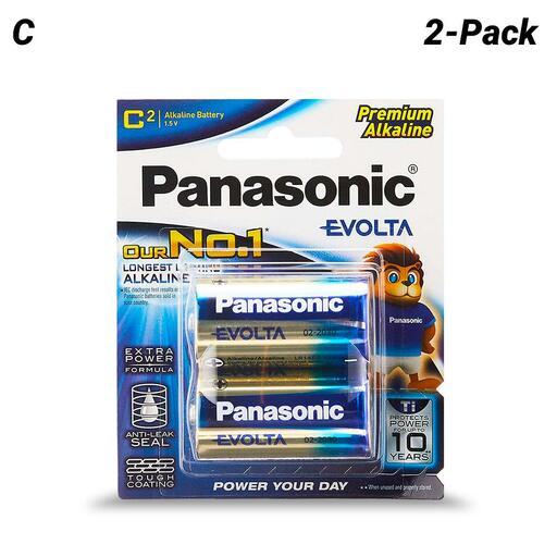 Panasonic LR14EG/2B 2-Pack C Evolta Premium Alakine Batteries