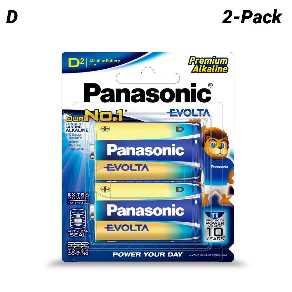 Panasonic LR20EG/2B 2-Pack D Evolta Premium Alakine Batteries