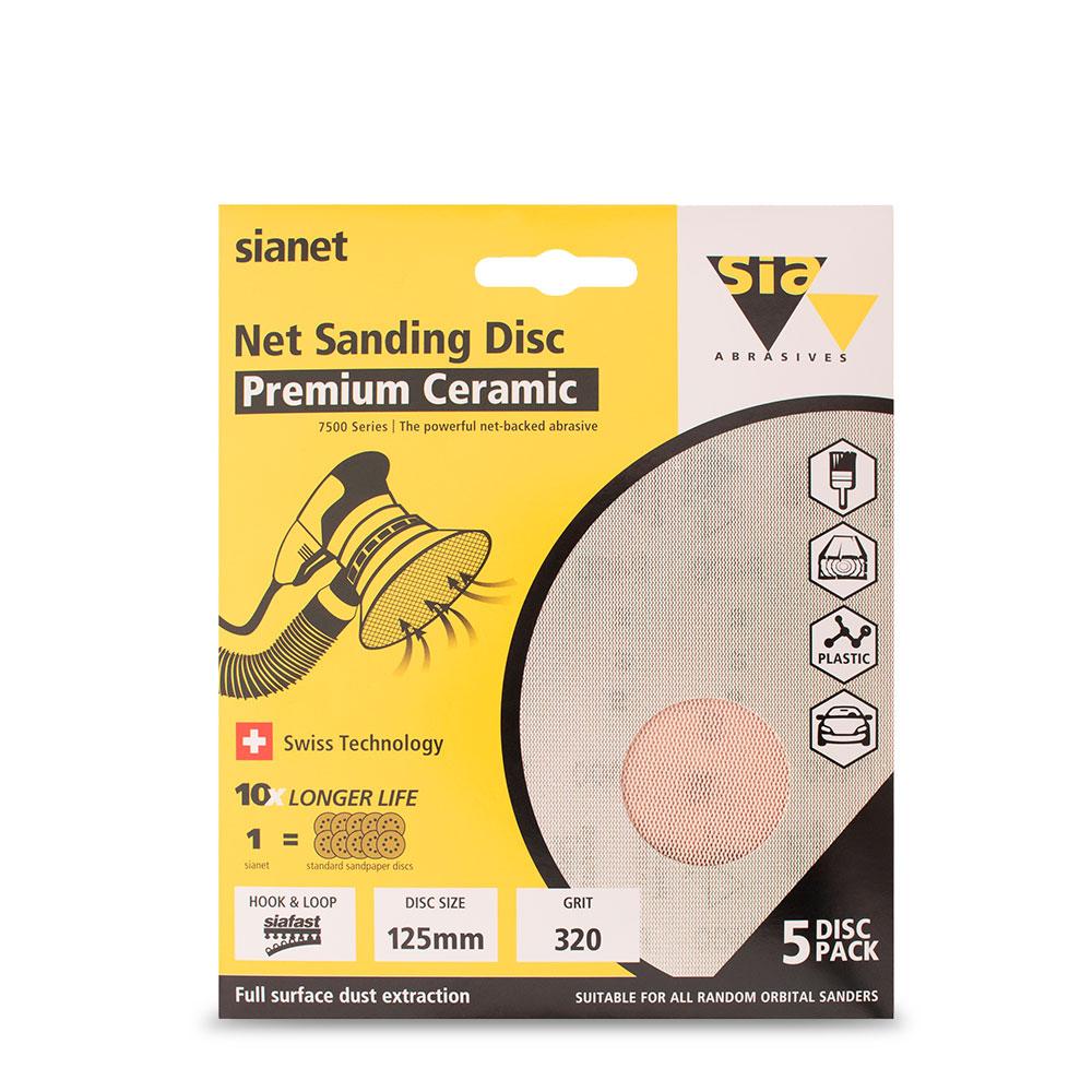 Sia Abrasives F03E02DD2N 5-Pack 125mm (5") P320 Ceramic Sanding Disc 7500
