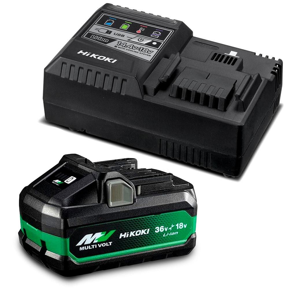 HiKOKI UC18YSL3(HJZ) 18V - 36V 5.0Ah - 2.5Ah MultiVolt Battery BSL36A18 & UC18YSL3 Rapid Charger ...