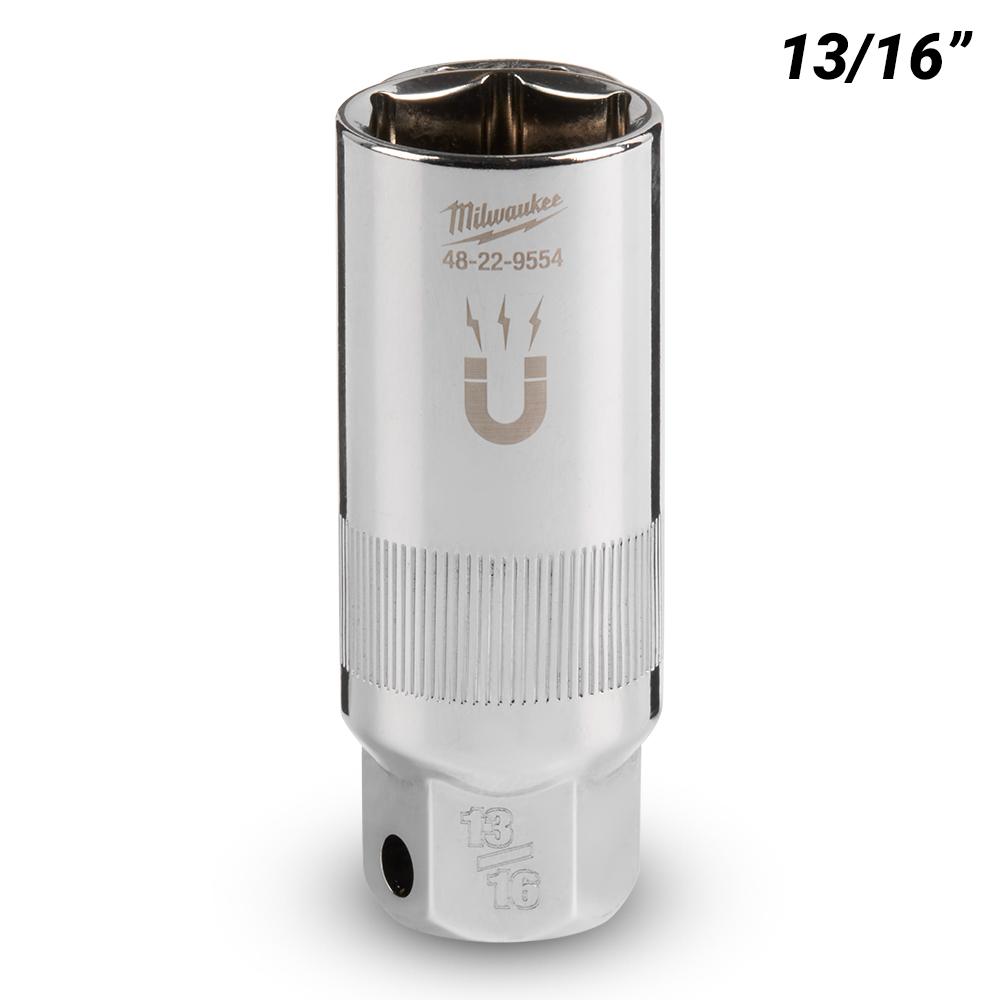 Milwaukee 48229554 3/8" Drive 13/16" Magnetic 6 Point Spark Plug Socket