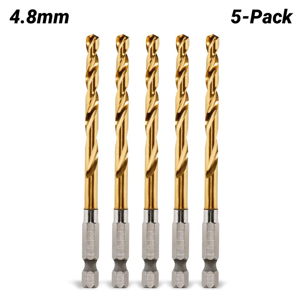 Milwaukee 48894911 5-Pack 4.8mm SHOCKWAVE Red Helix Titanium Drill Bit