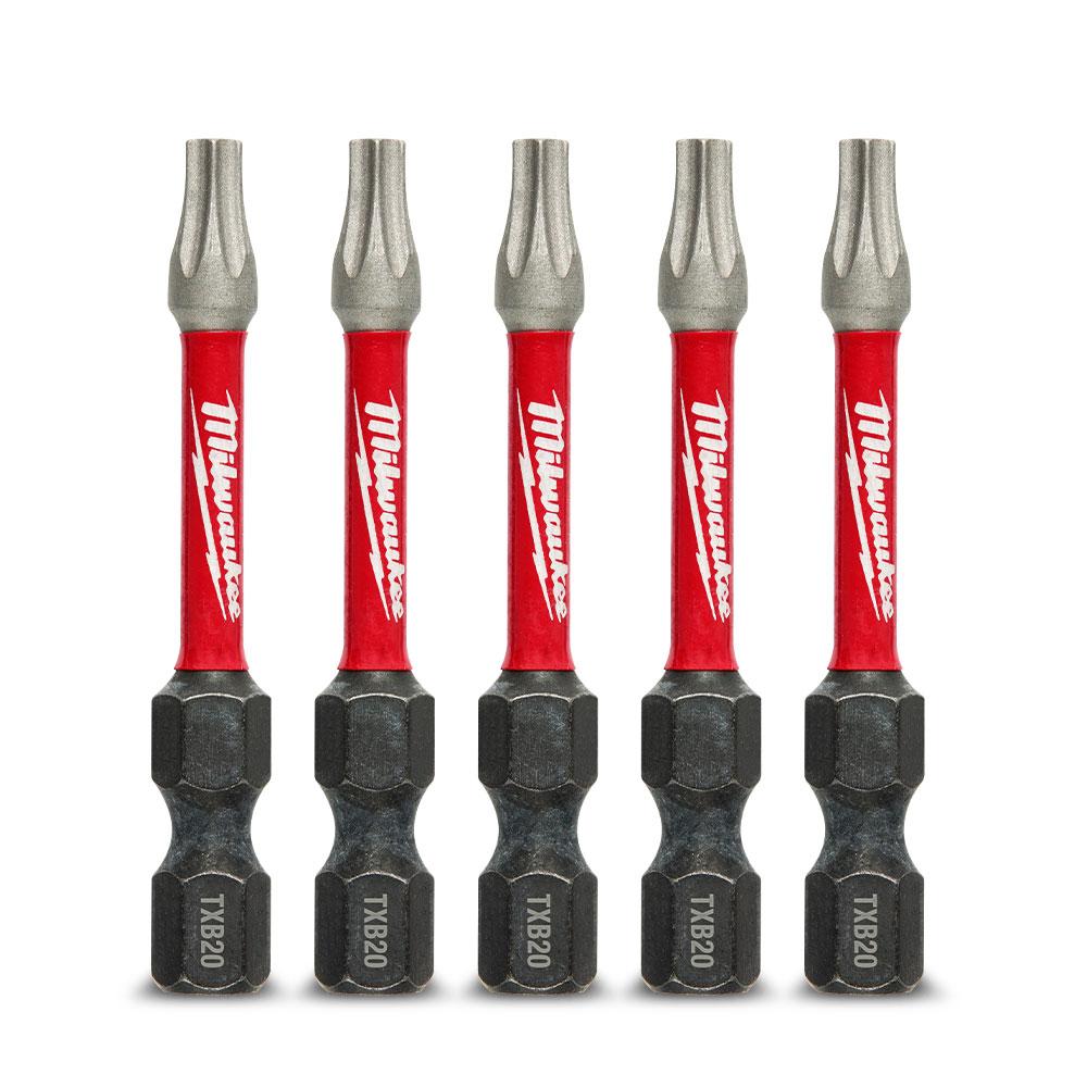 Milwaukee 48324694 5-Pack 50mm (2") TXB020 SHOCKWAVE Power Bit Security ...