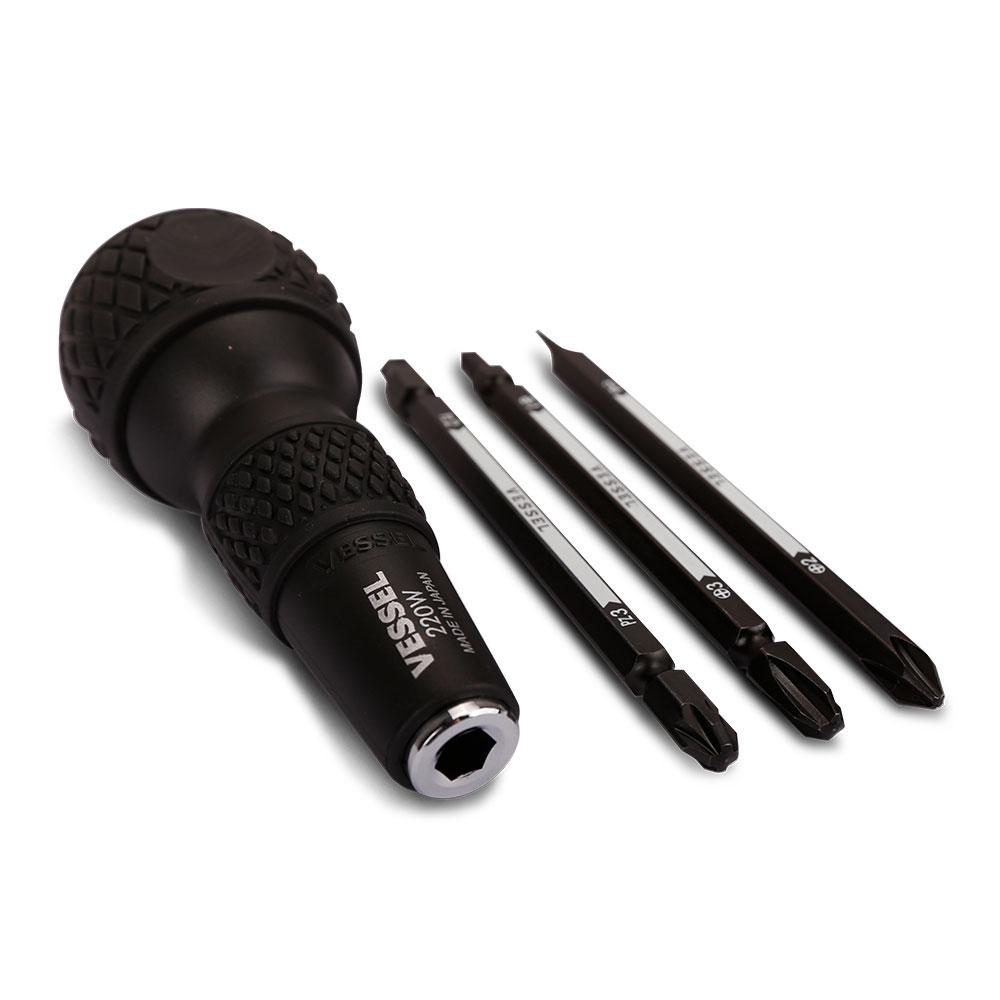 Vessel 220W3J1 3pce Ball Grip 1/4" Hex Bit Interchangeable Screwdriver Set