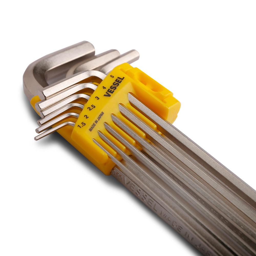 Vessel 8409BP 9pce Metric Hex Key Ball Point Wrench Set - MADE IN JAPAN