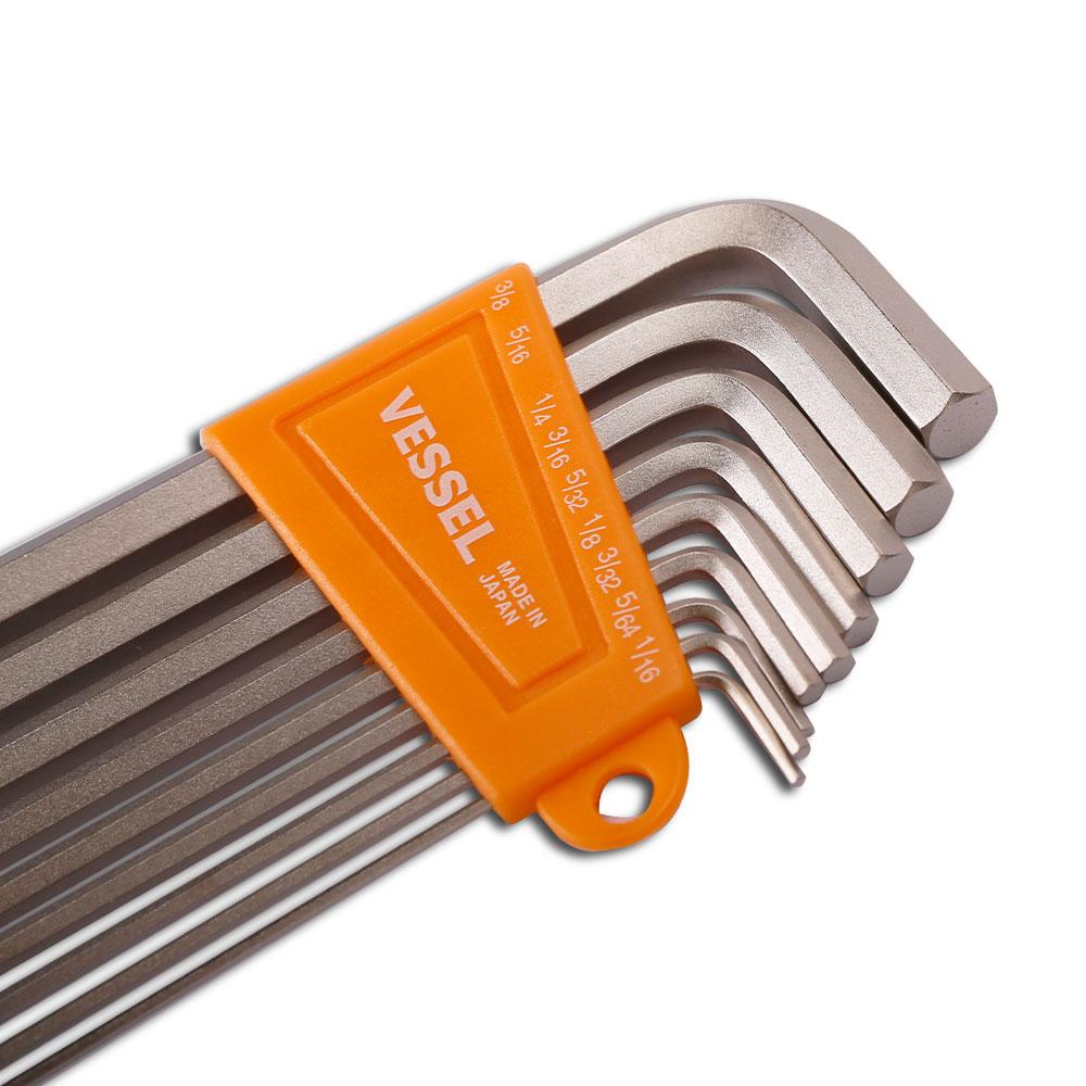Vessel 8309BP-LINE 9pce Long Imperial Hex Key Ball Point Wrench Set ...