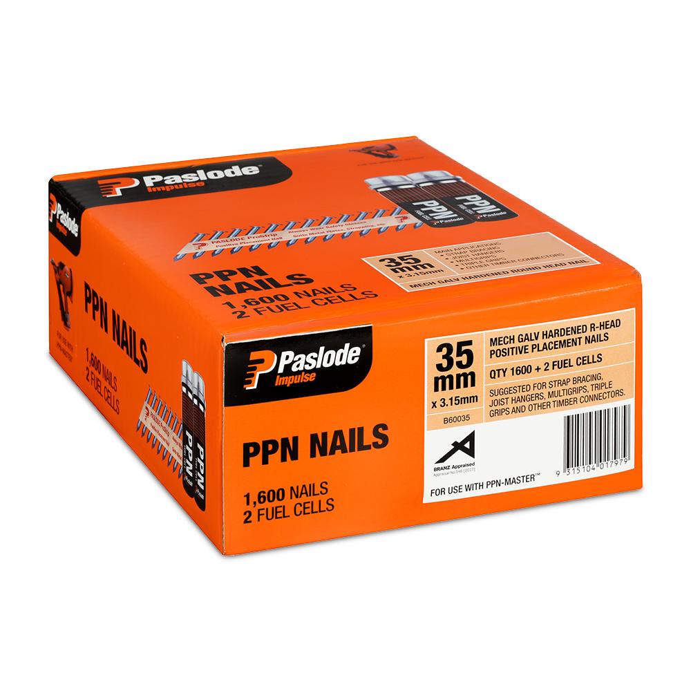 Paslode B60035 1600-Pack 35mm x 3.15mm Galvanised Smooth Impulse PPN Nails