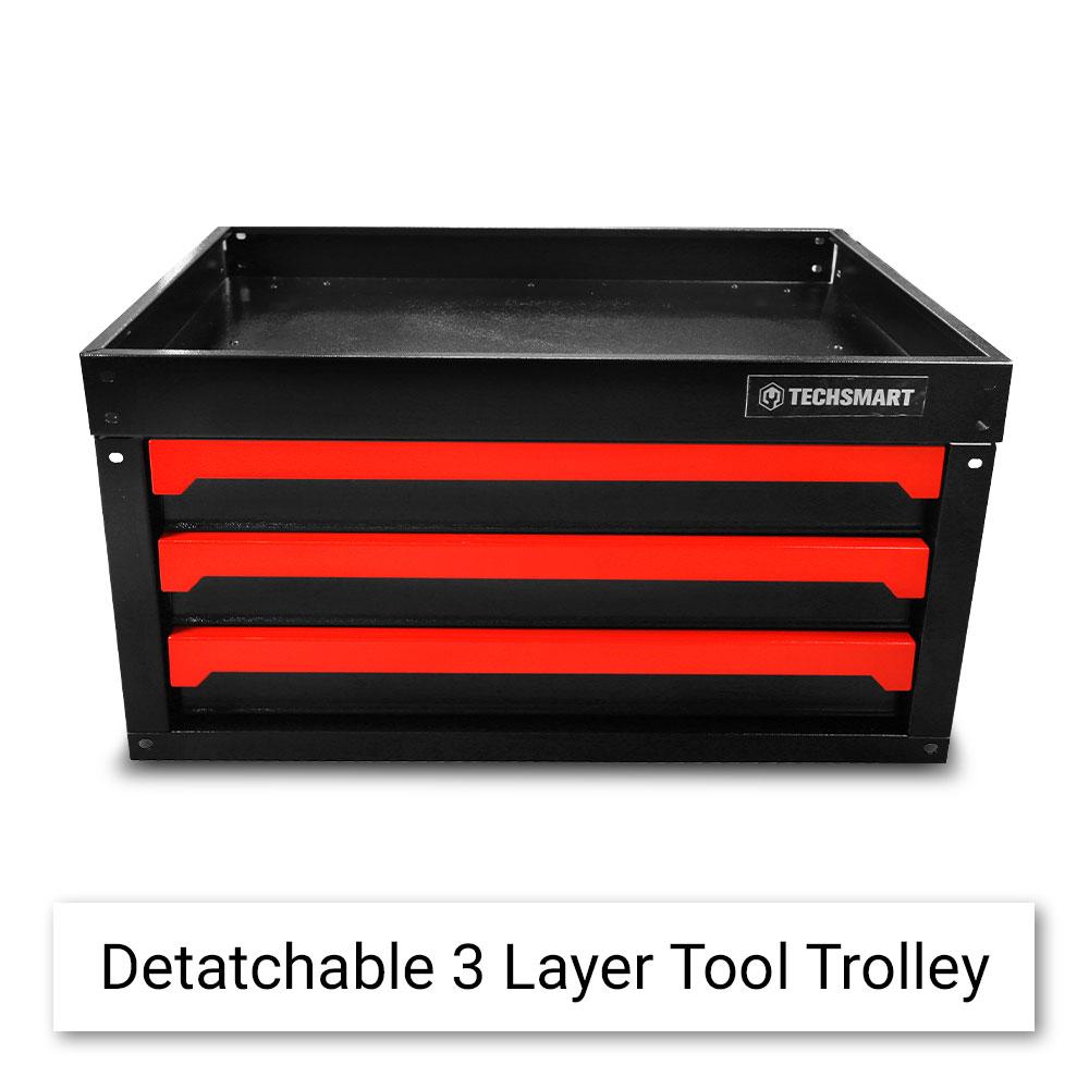 Techsmart T3DT 3 Drawer Industrial Tool Trolley