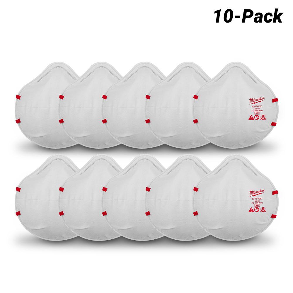 Milwaukee 48734034 10-Pack N95 Disposable Respirators