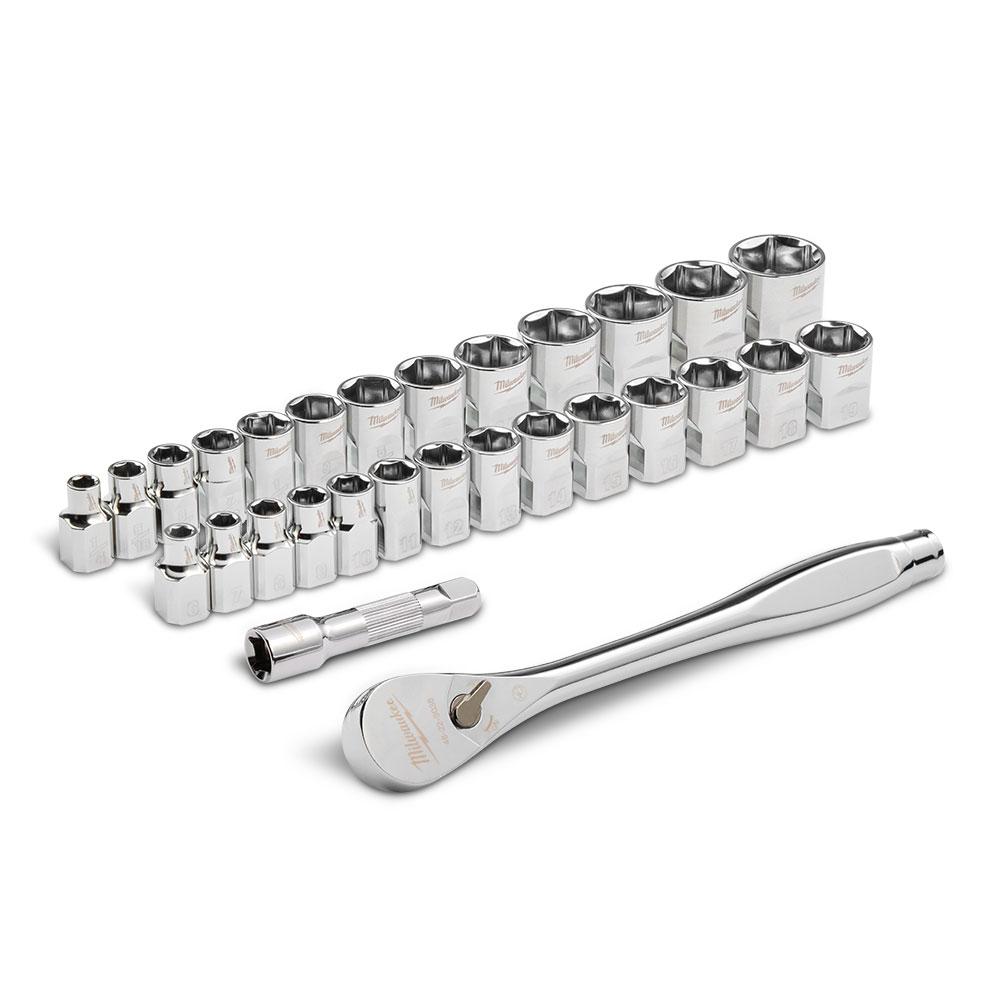 Milwaukee 48229088 29pce 3/8" Drive SAE/Metric Ratchet and Socket Set