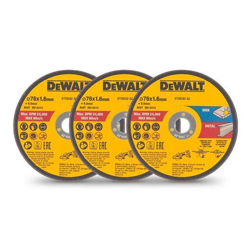 DeWalt DT20592-QZ 3-Pack 75mm (3") Bonded Abrasive Metal Cutting Discs
