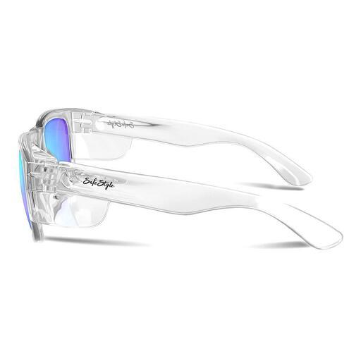 SafeStyle FCBP100 UV400 Fusions Clear Frame Mirror Blue Polarised Lens