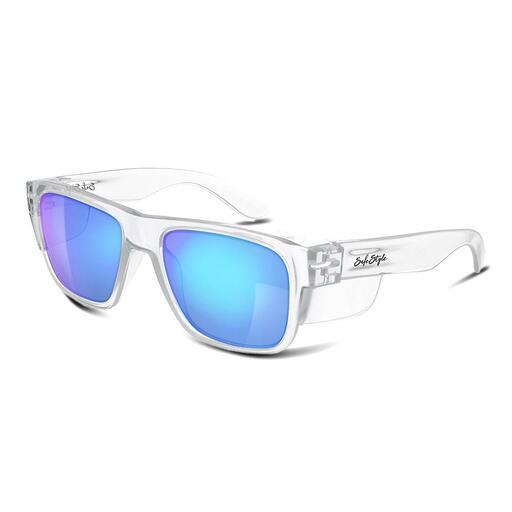 SafeStyle FCBP100 UV400 Fusions Clear Frame Mirror Blue Polarised Lens