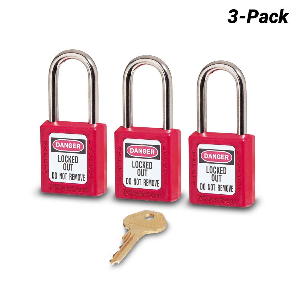 Master Lock 0410REDKA3 3-Pack Red Lockout Padlock