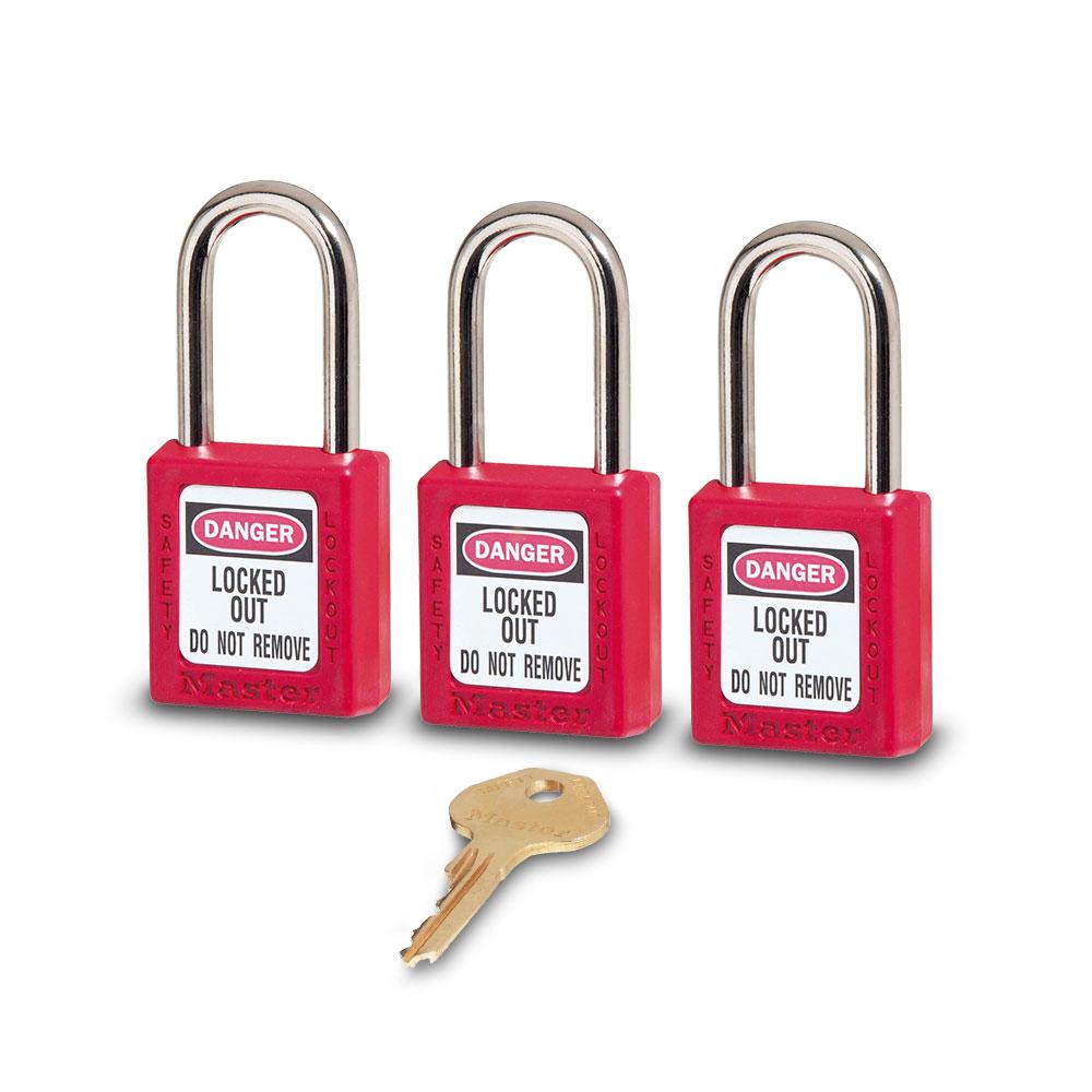 Master Lock 0410REDKA3 3-Pack Red Lockout Padlock