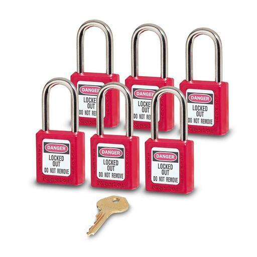 Master Lock 0410REDKA6 6-Pack Red Lockout Padlock