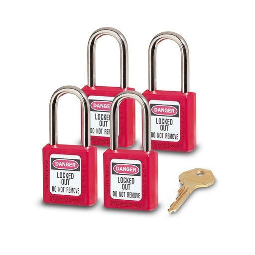 Master Lock 0410REDKA4 4-Pack Red Lockout Padlock