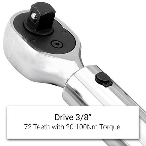 Daytona D38TW100NMWT 3/8" Drive 380mm Window Type Torque Wrench 20-100Nm