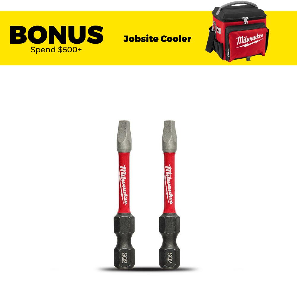 Milwaukee 48324972 2-Pack SHOCKWAVE™ Square Recess #2 2"x 50mm Power ...