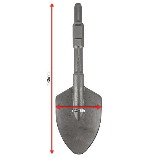 Techsmart TCPS130 440mm x 130mm 30mm Hex Extra Wide Clay Spade Pointed ...