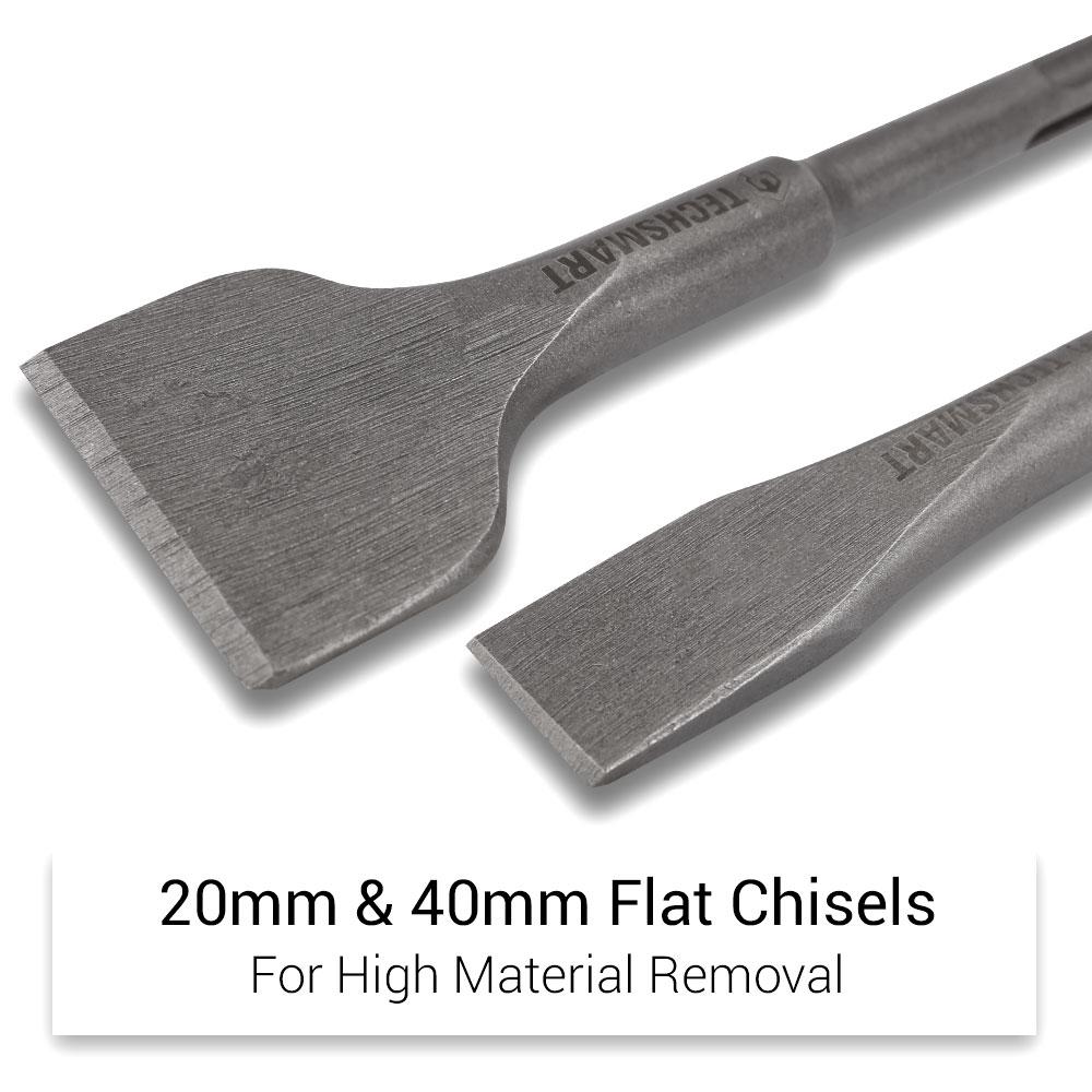 Techsmart TPC3PCE 3pce 14mm x 140mm SDS Plus Flat & Pointed Chisel Set