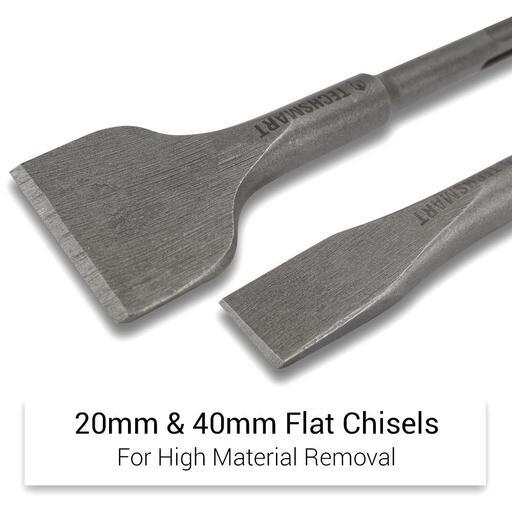 Techsmart TPC3PCE 3pce 14mm x 140mm SDS Plus Flat & Pointed Chisel Set