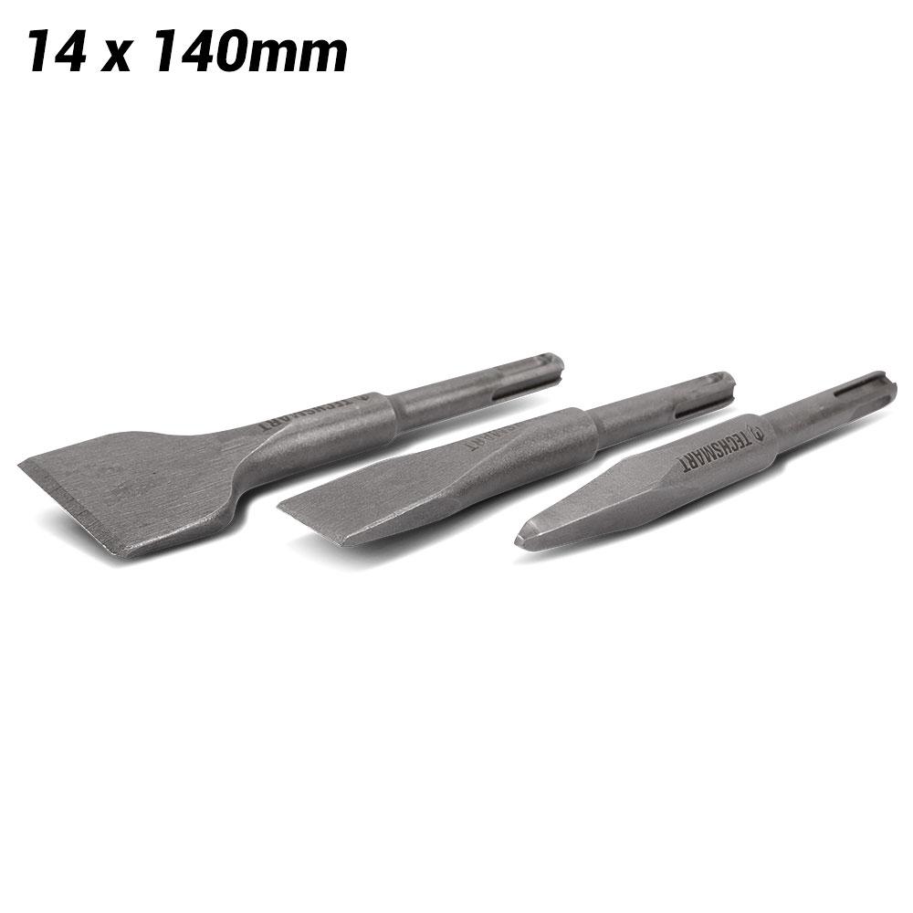 Techsmart TPC3PCE 3pce 14mm x 140mm SDS Plus Flat & Pointed Chisel Set