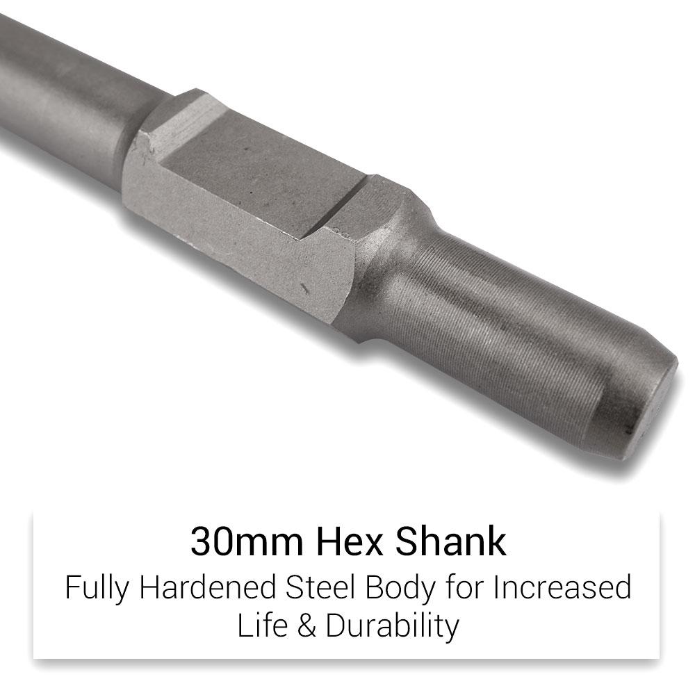 Techsmart TPHC4103075 30mm x 410mm x 75mm 30mm Hex Heavy Duty Chisel