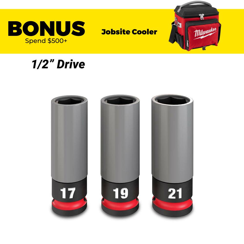 Milwaukee 49667830 3pce 1/2" Drive SHOCKWAVE Impact Duty Lug Nut Wheel ...