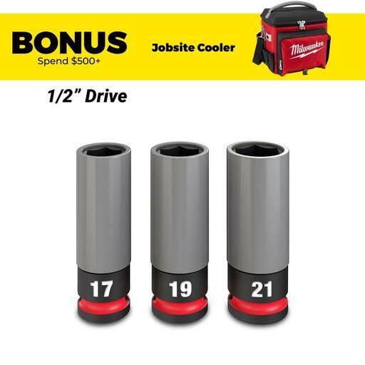 Milwaukee 49667830 3pce 1/2" Drive SHOCKWAVE Impact Duty Lug Nut Wheel ...