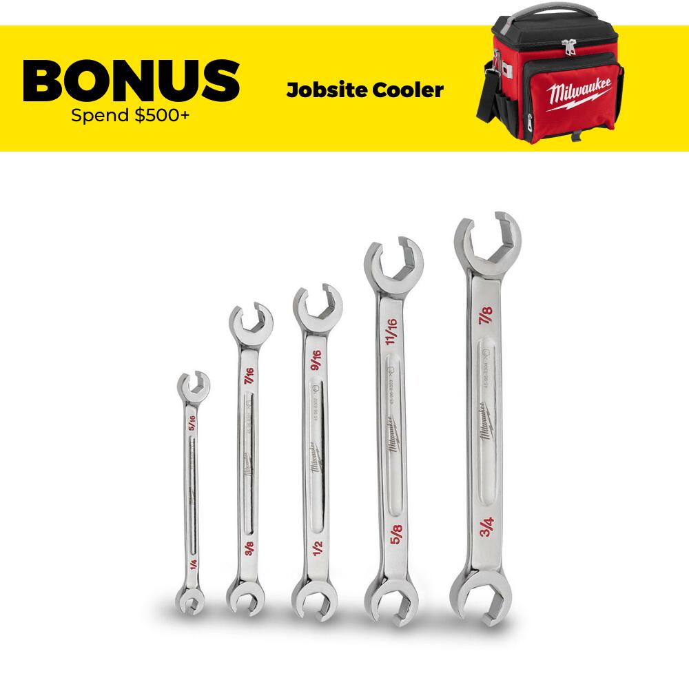 Milwaukee 48229470 5pce SAE Double End Flare Nut Wrench Set