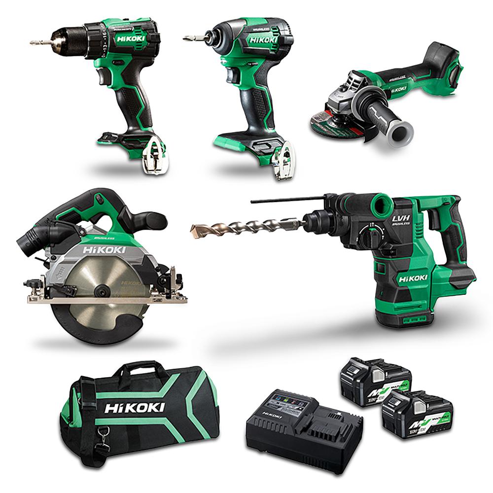 HiKOKI KC18D5P2(HRZ) 18V 5.0Ah Li-ion Cordless Brushless 5pce Combo Kit