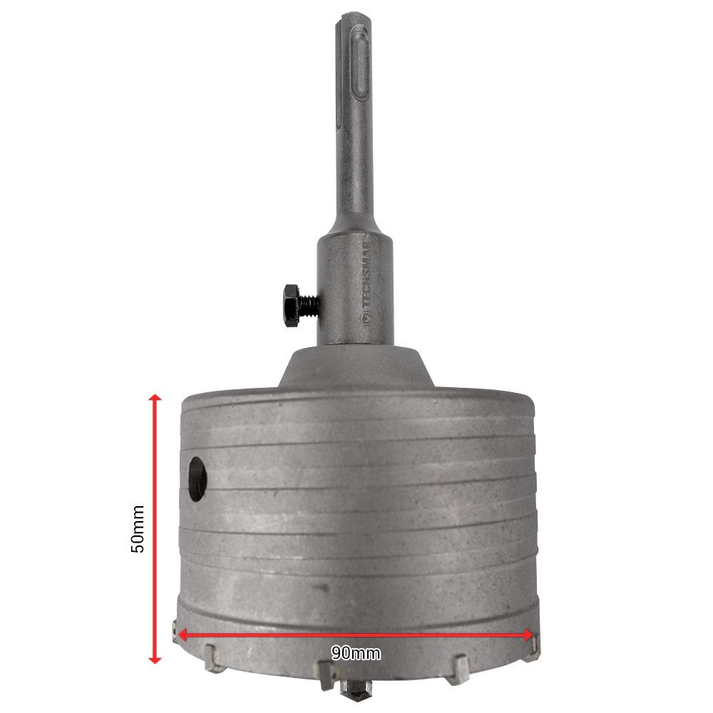 Techsmart THCT90 M16 90mm x 50mm SDS Plus TCT Hole Cutter Light Weight ...