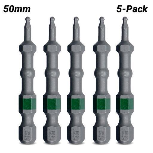 Xtorque XBP2HX50 5-Pack Hex 2 Ball Point 50mm Driver Bit Set