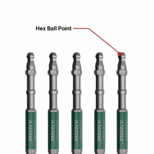 Xtorque XBP5HX75 5-Pack HEX 5 Ball Point 75mm Driver Bit Set