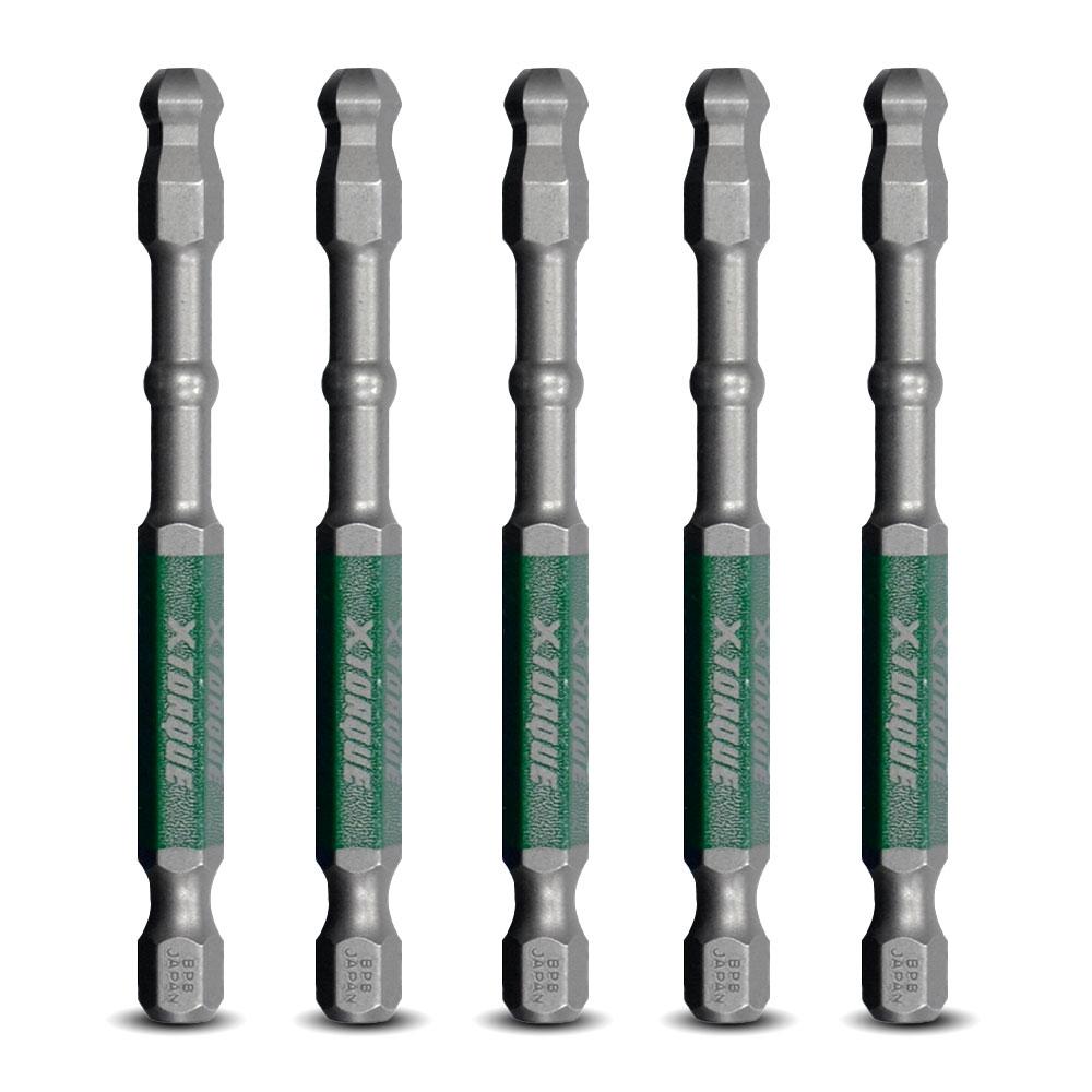 Xtorque XBP6HX75 5-Pack HEX 6 Ball Point 75mm Driver Bit Set