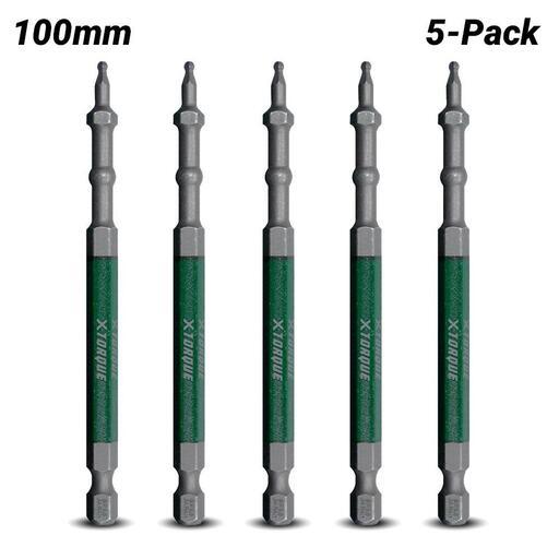 Xtorque XBP25HX100 5-Pack HEX 2.5 Ball Point 100mm Driver Bit Set
