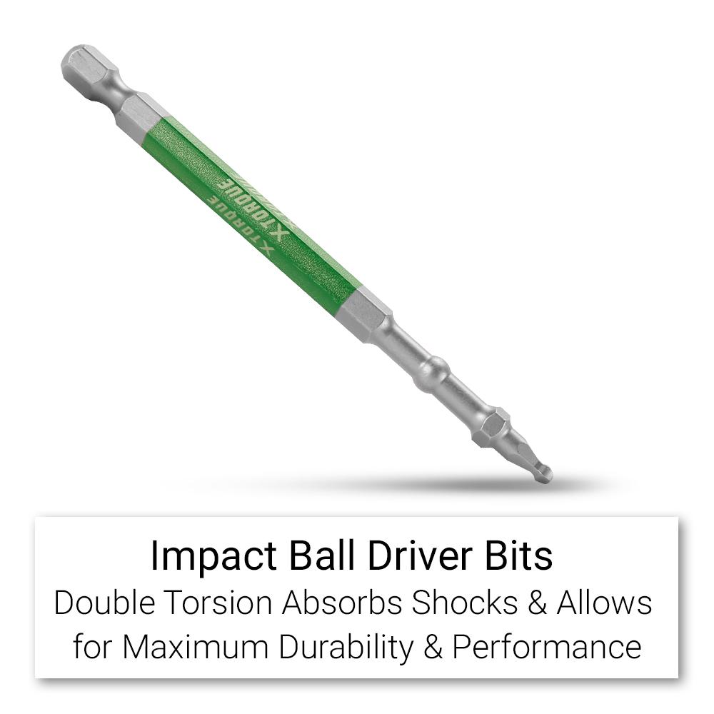 Xtorque XBP3HX100 5-Pack HEX 3 Ball Point 100mm Driver Bit Set