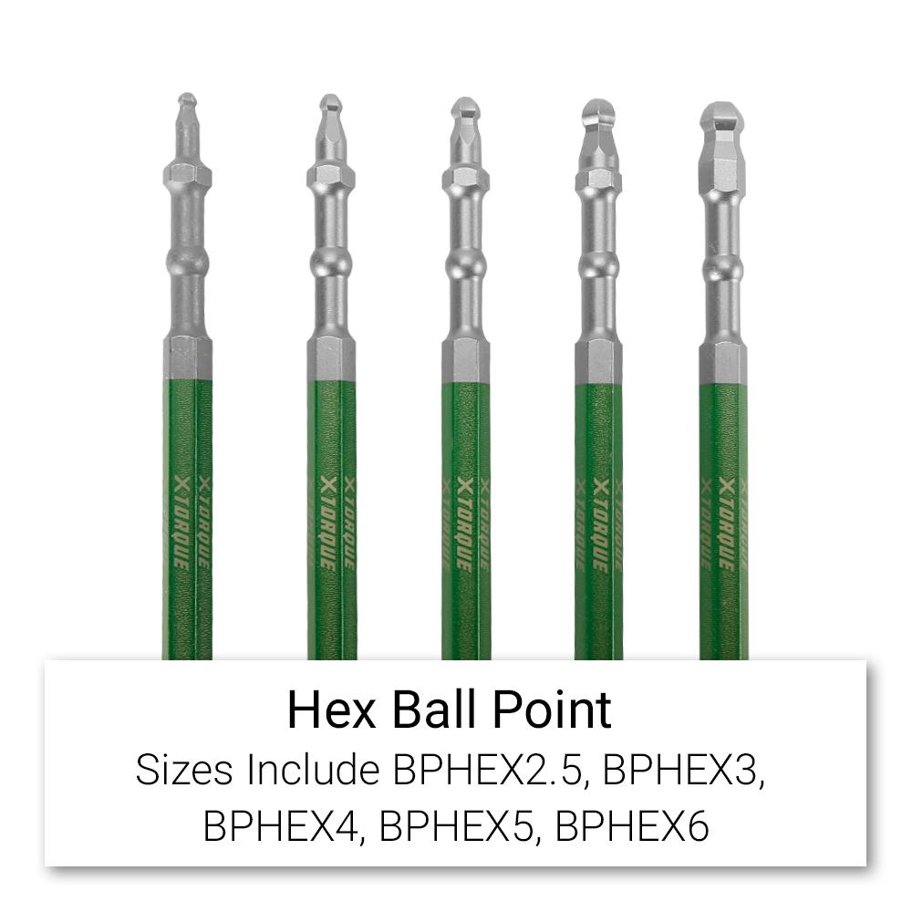 Xtorque XASSHX100 5pce HEX Assorted Ball Point 100mm Driver Bit Set