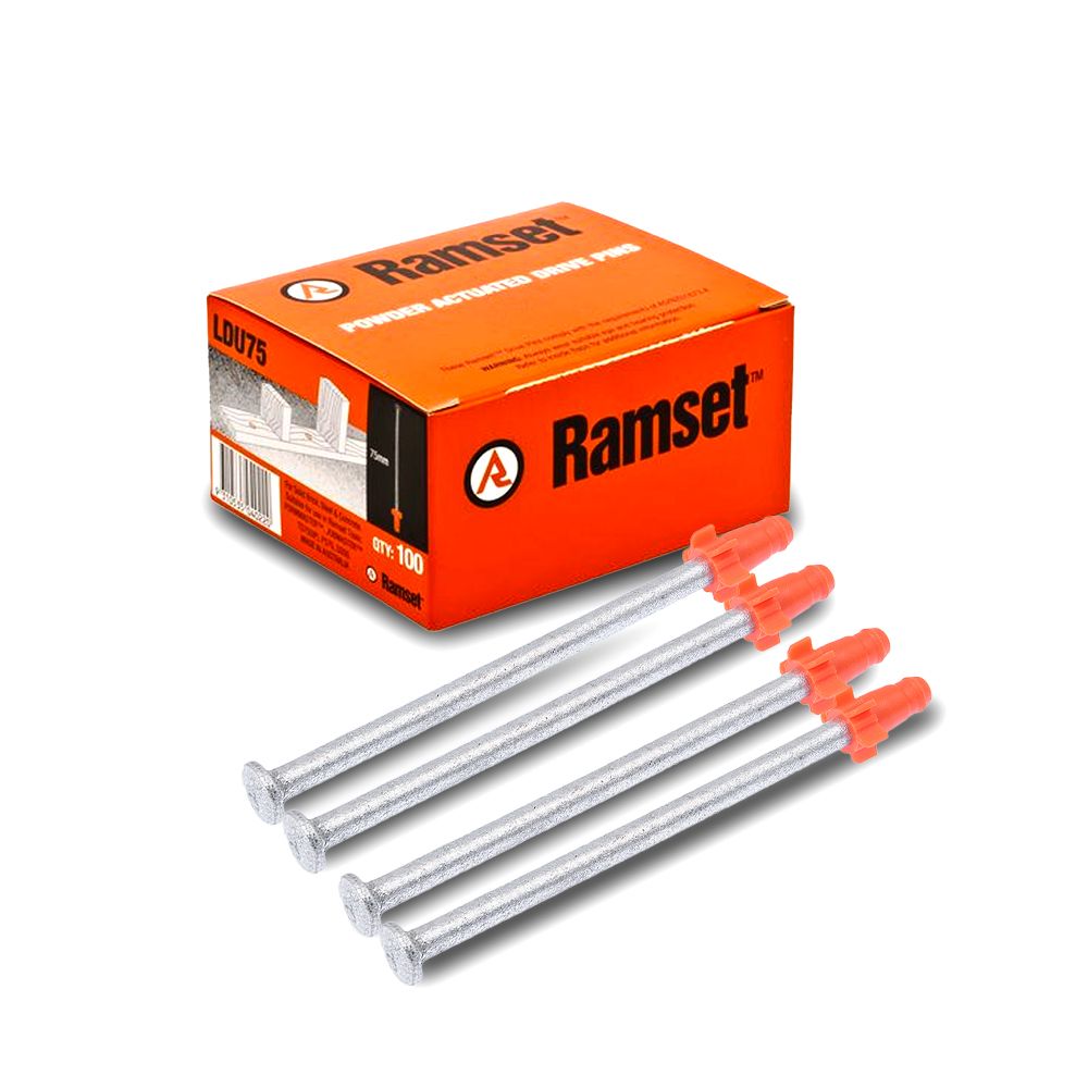 Ramset LDU75 100-Pack 75mm Standard Drive Pins for Concrete, Masonry ...