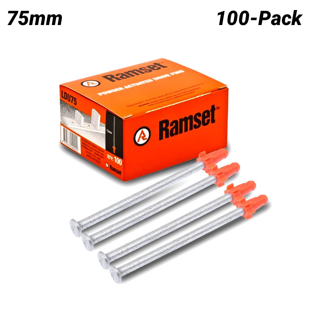 Ramset LDU75 100-Pack 75mm Standard Drive Pins for Concrete, Masonry ...