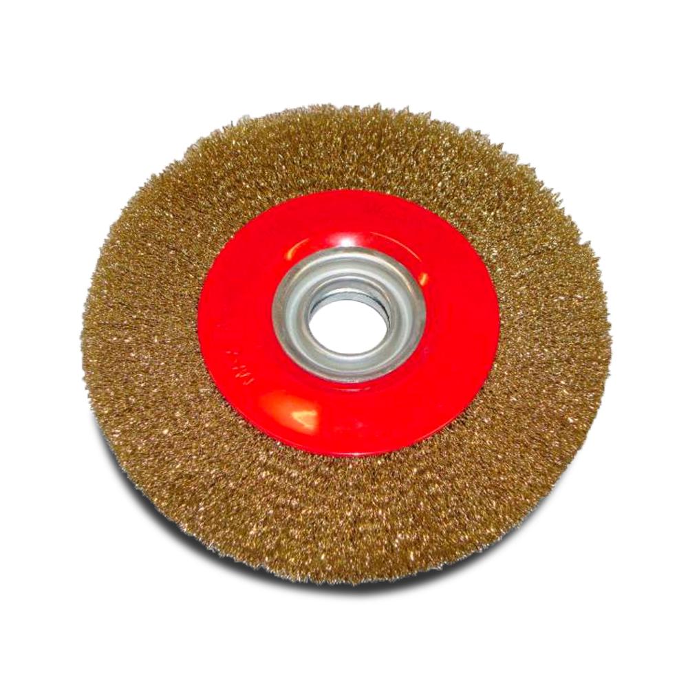 Linishall WW6 150mm x 20mm Crimped Brass Coated Wire Grinding Wheel
